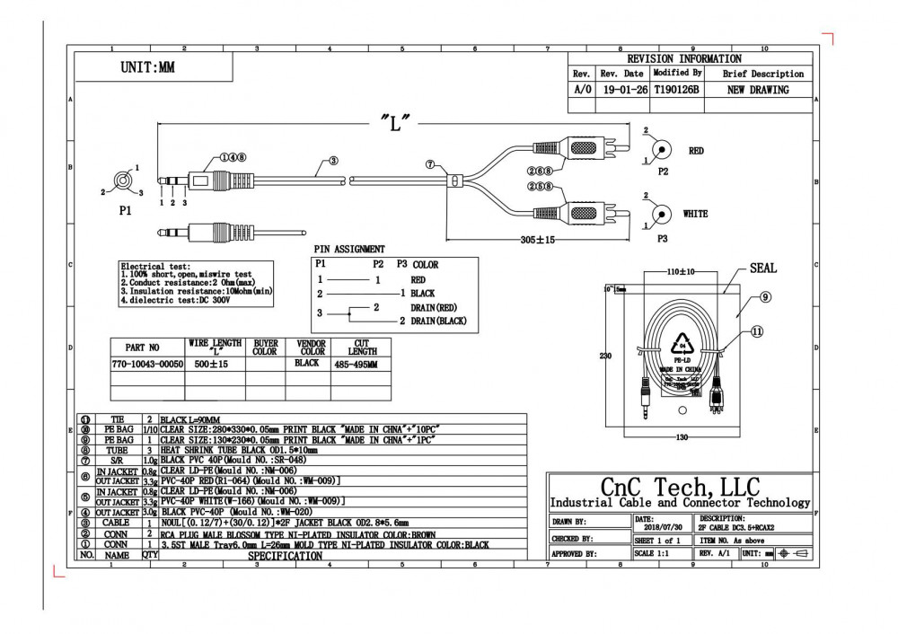 Product drawing for LEA NETWORKS 770-10043-00050