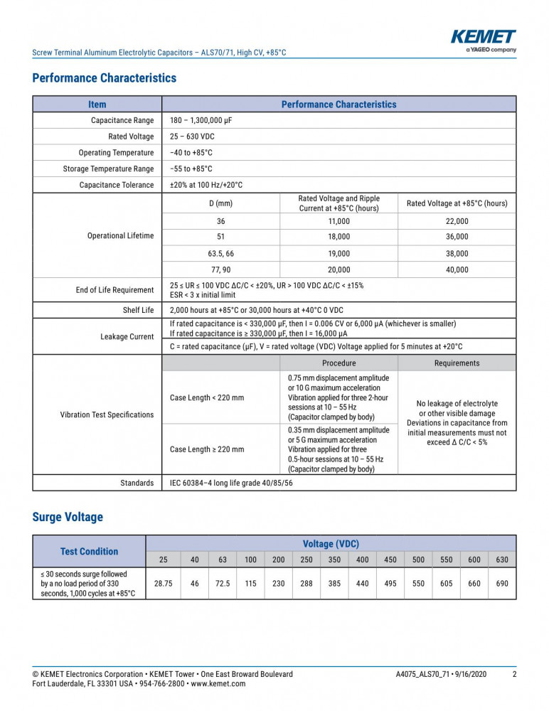 KEMET ALS70/71 datasheet page 2