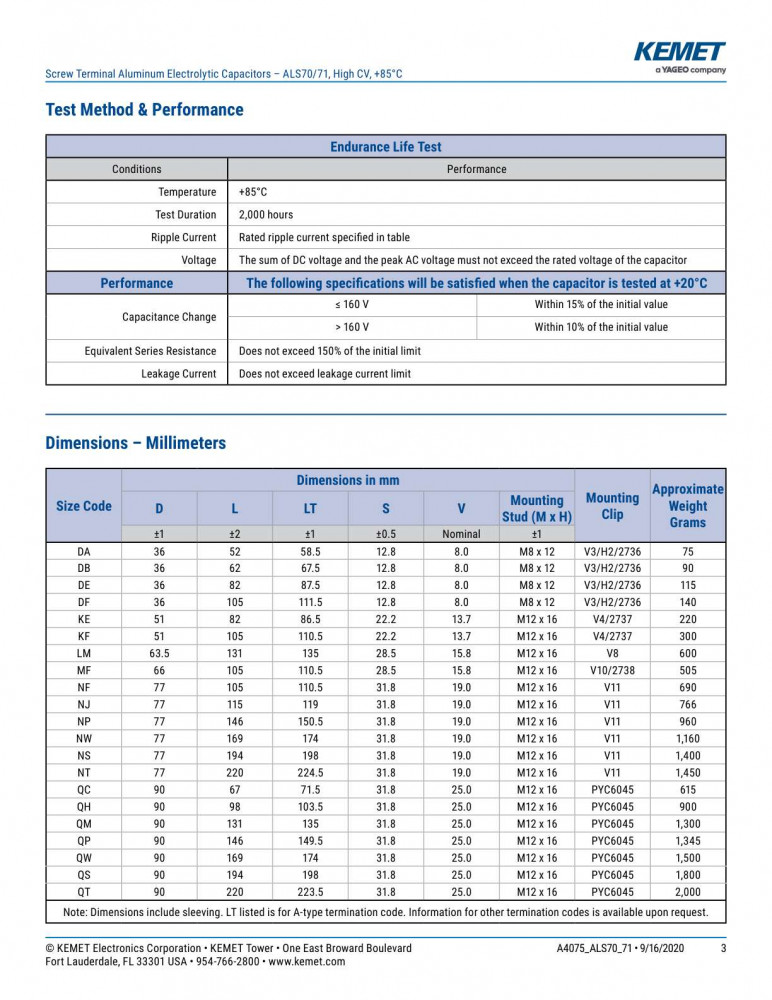 KEMET ALS70/71 datasheet page 3