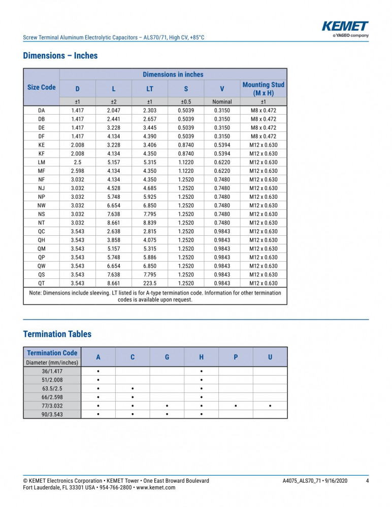 KEMET ALS70/71 datasheet page 4
