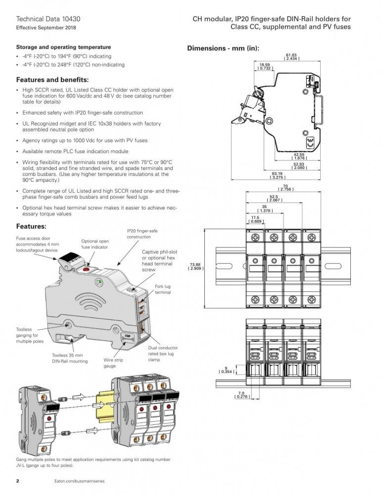 Eaton CH modular fuse holder datasheet page 2