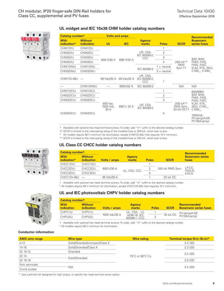 Eaton CH modular fuse holder datasheet page 3