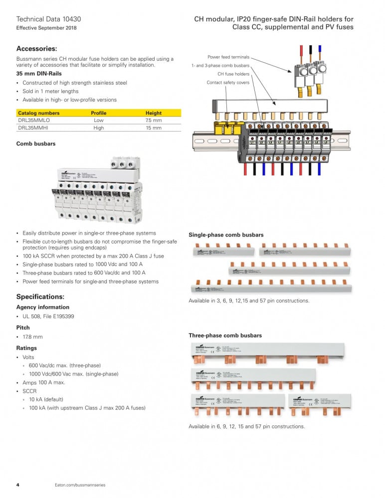 Eaton CH modular fuse holder datasheet page 4