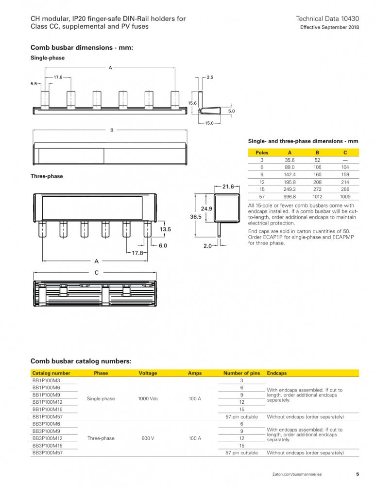 Eaton CH modular fuse holder datasheet page 5