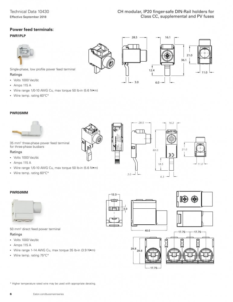 Eaton CH modular fuse holder datasheet page 6