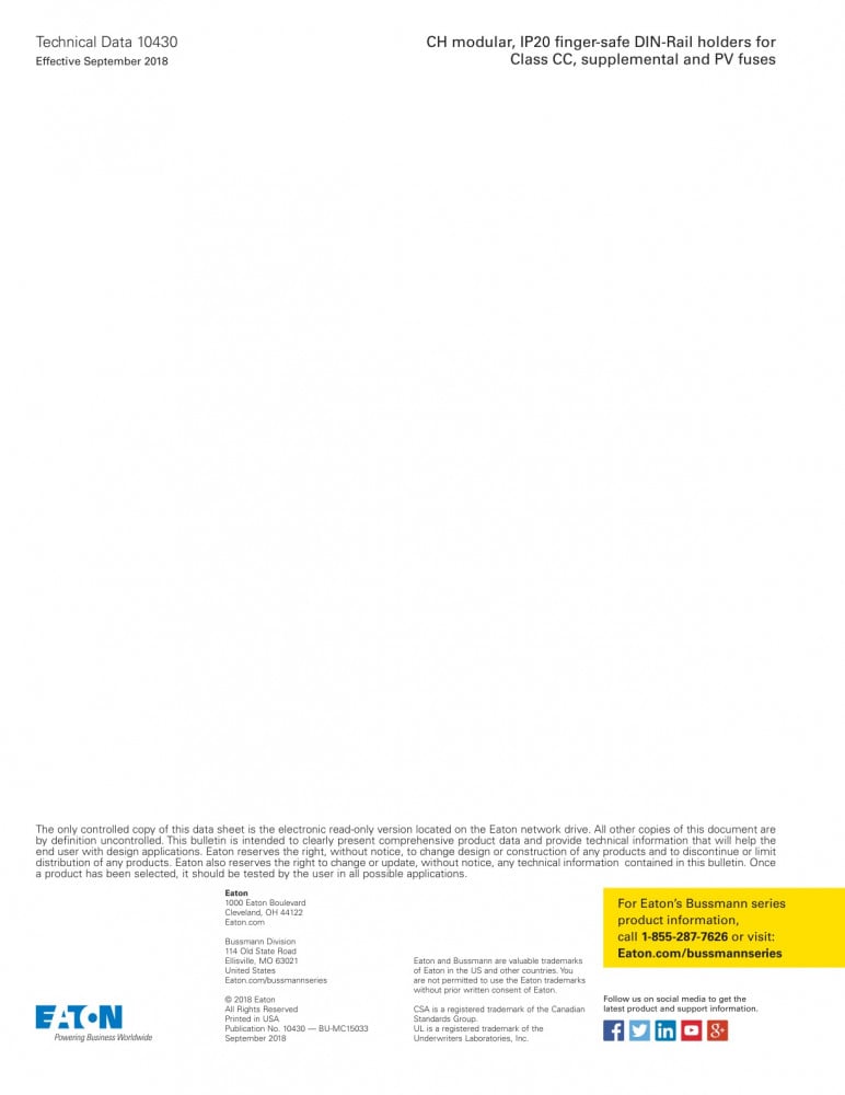 Eaton CH modular fuse holder datasheet page 9