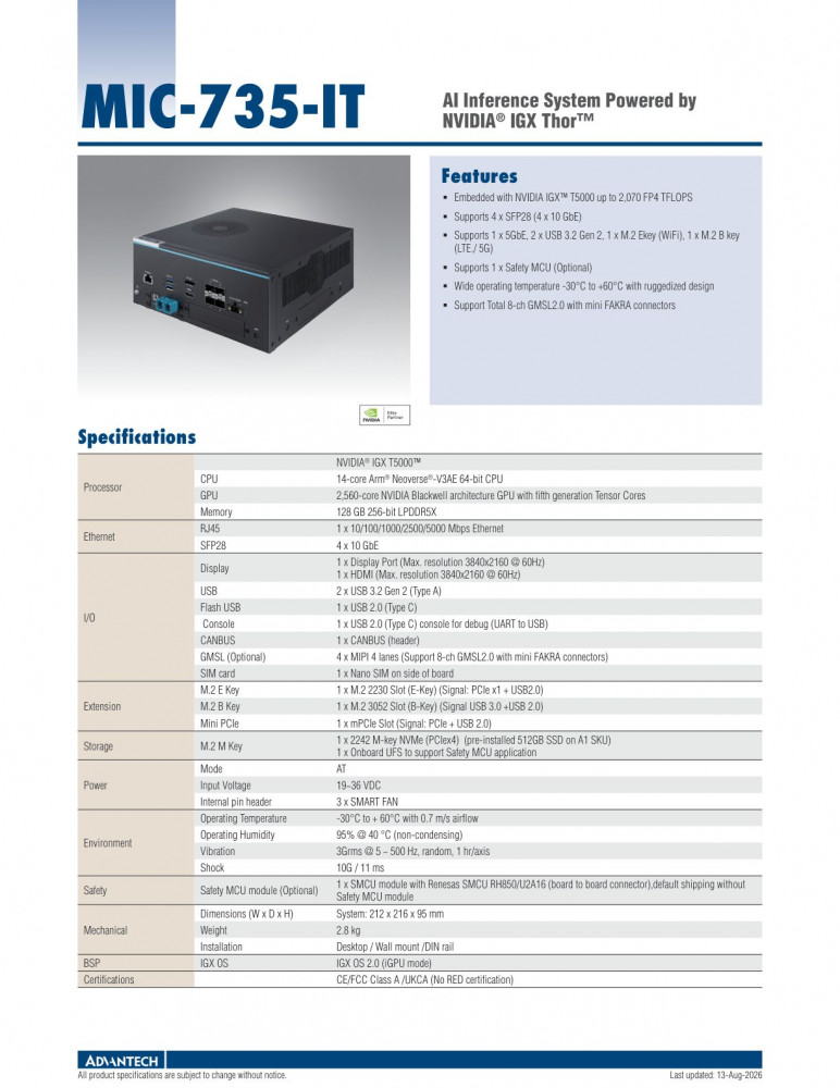 MIC-735-IT technical document page 1