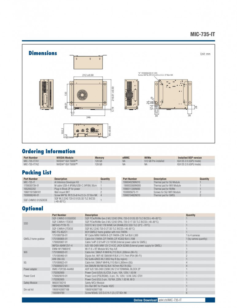 MIC-735-IT technical document page 2