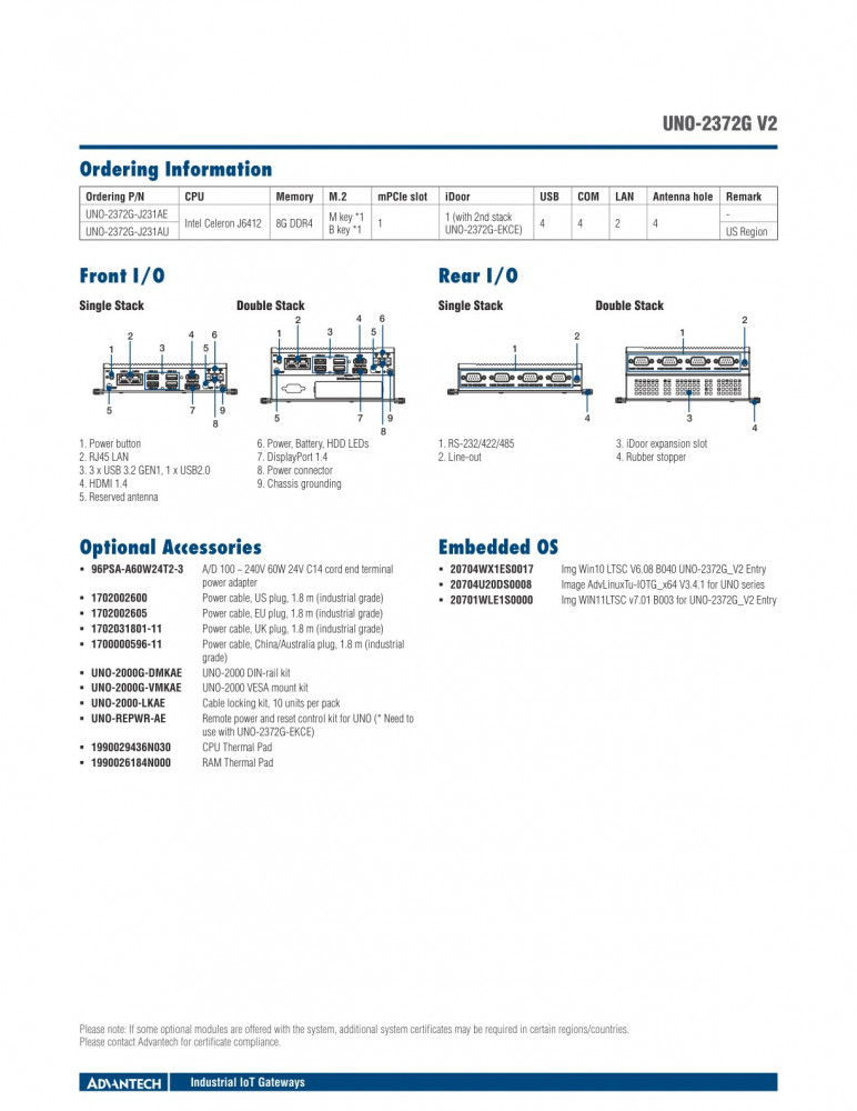 UNO-2372G V2 technical document page 3