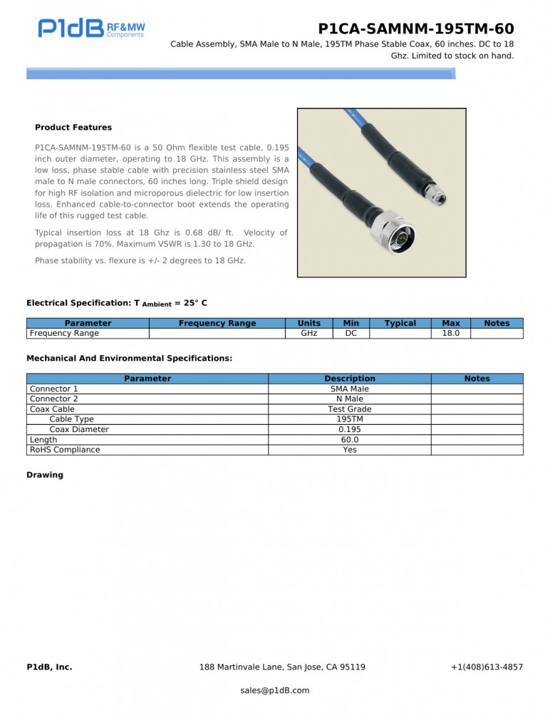 P1CA-SAMNM-195TM-60 technical document page 1