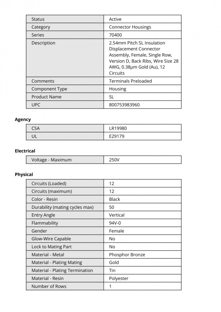 MOLEX SL product specification page 2