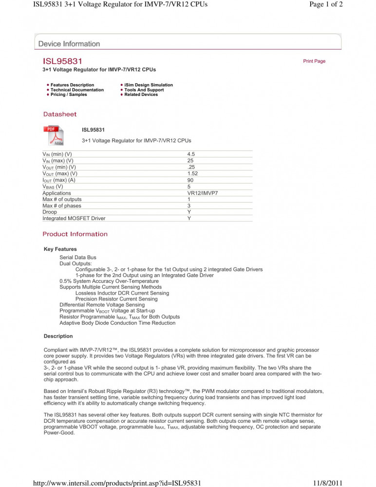 ISL95831 datasheet page 1