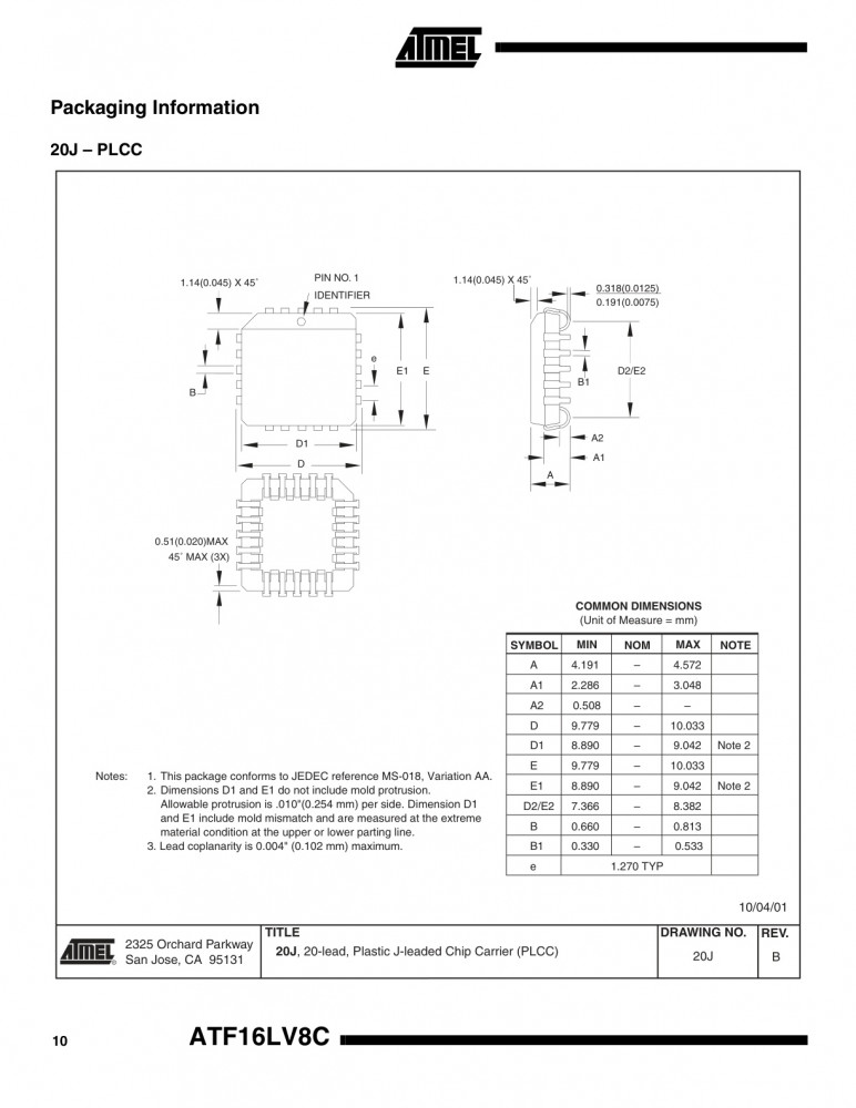 ATF16LV8C datasheet page 10
