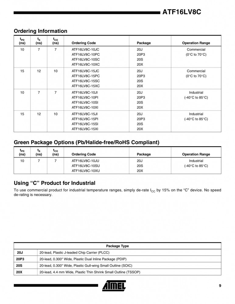 ATF16LV8C datasheet page 9