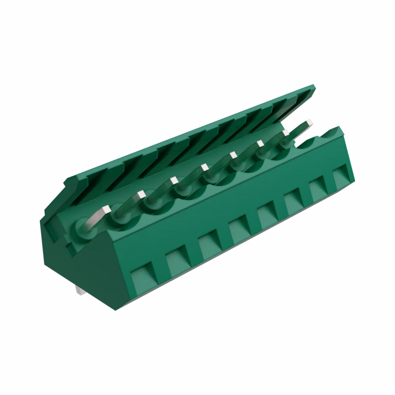 5.00mm Pitch Eurostyle 45° Angle PCB Header, Open Ends, 8 Circuits, Green for sale