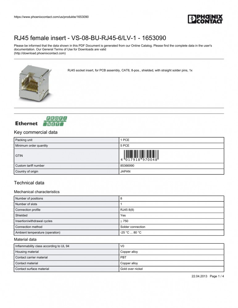 Phoenix Contact 1653090 product overview