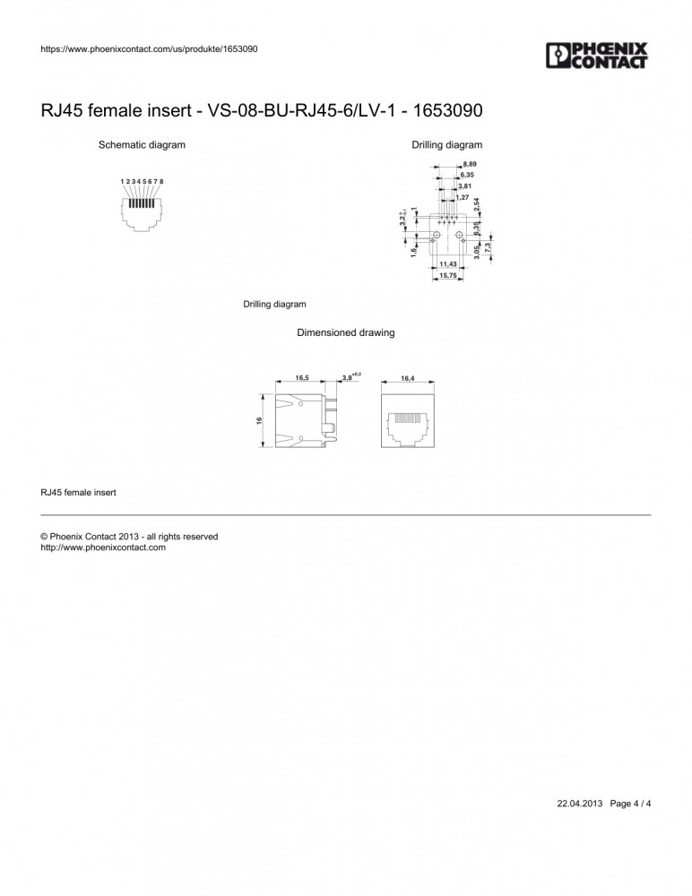 Phoenix Contact 1653090 dimensioned drawing