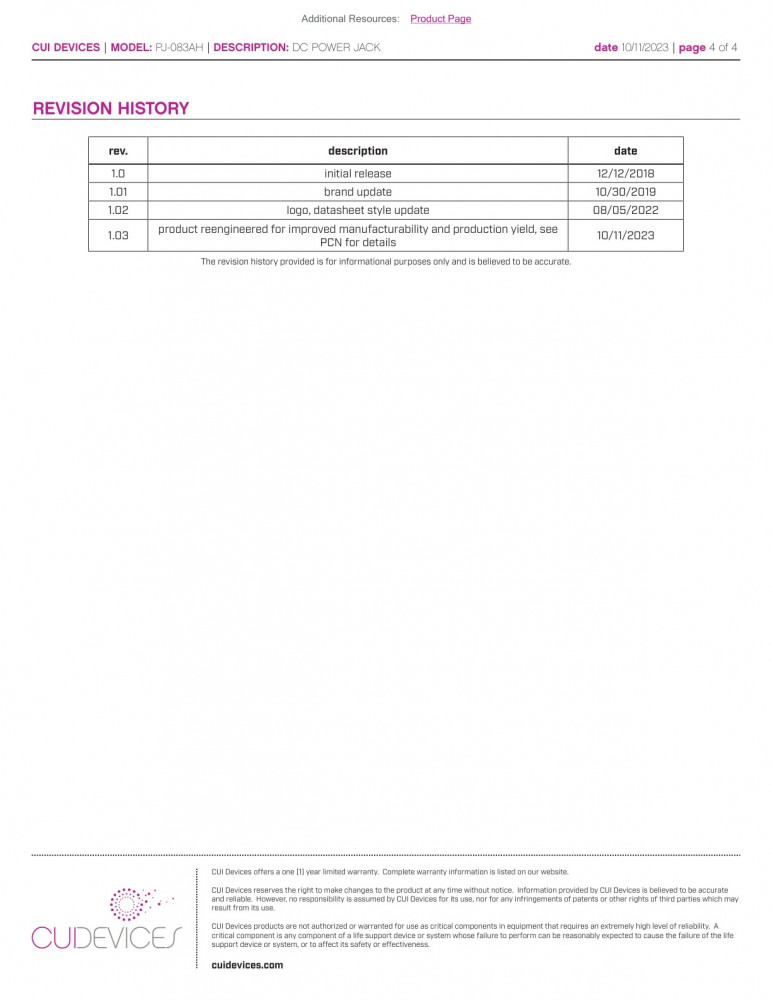 PJ-083AH technical document page 4