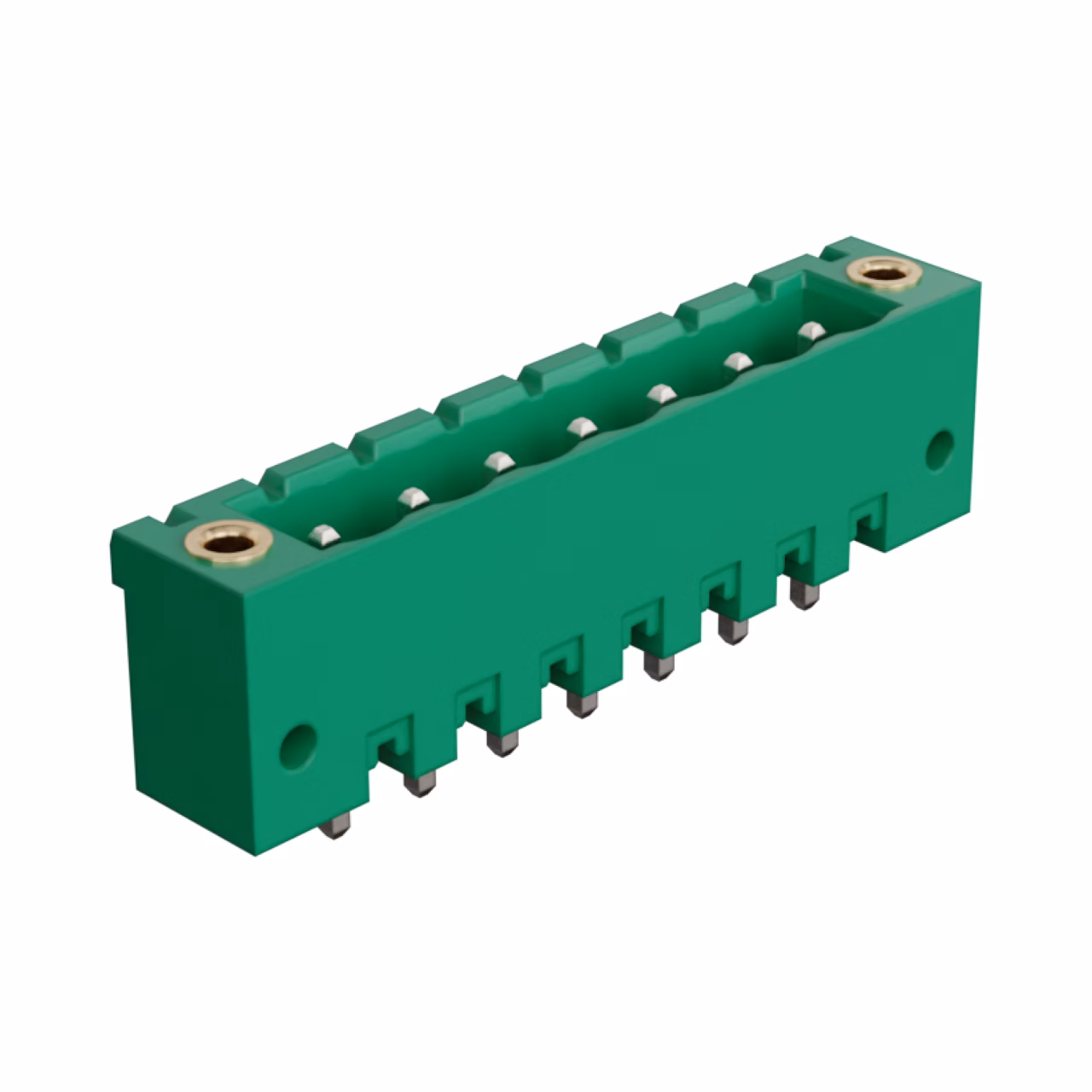 5.00mm Pitch Eurostyle Vertical PCB Header, with Threaded Retention Inserts, Green Housing, 7 Circuits for sale