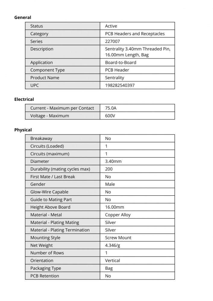 Technical document image 2 for MOLEX 2270070102