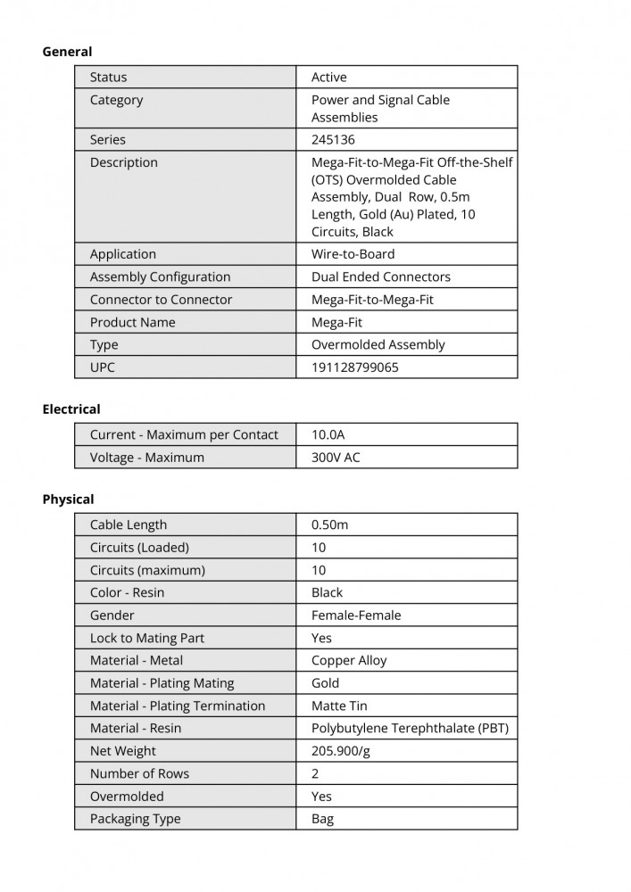 Technical document image 2 for MOLEX 2451361005