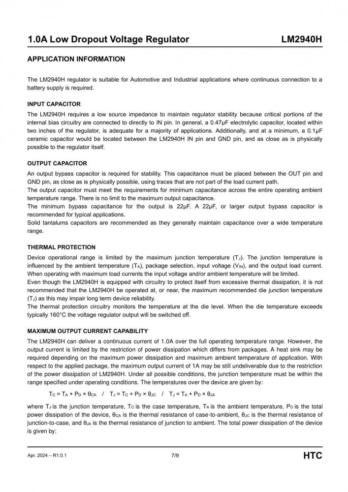 LM2940H technical document page 7