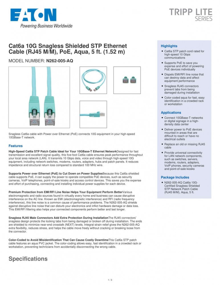 N262-005-AQ technical document page 1