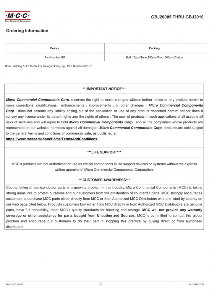 MCC GBJ2006-BP datasheet page 3