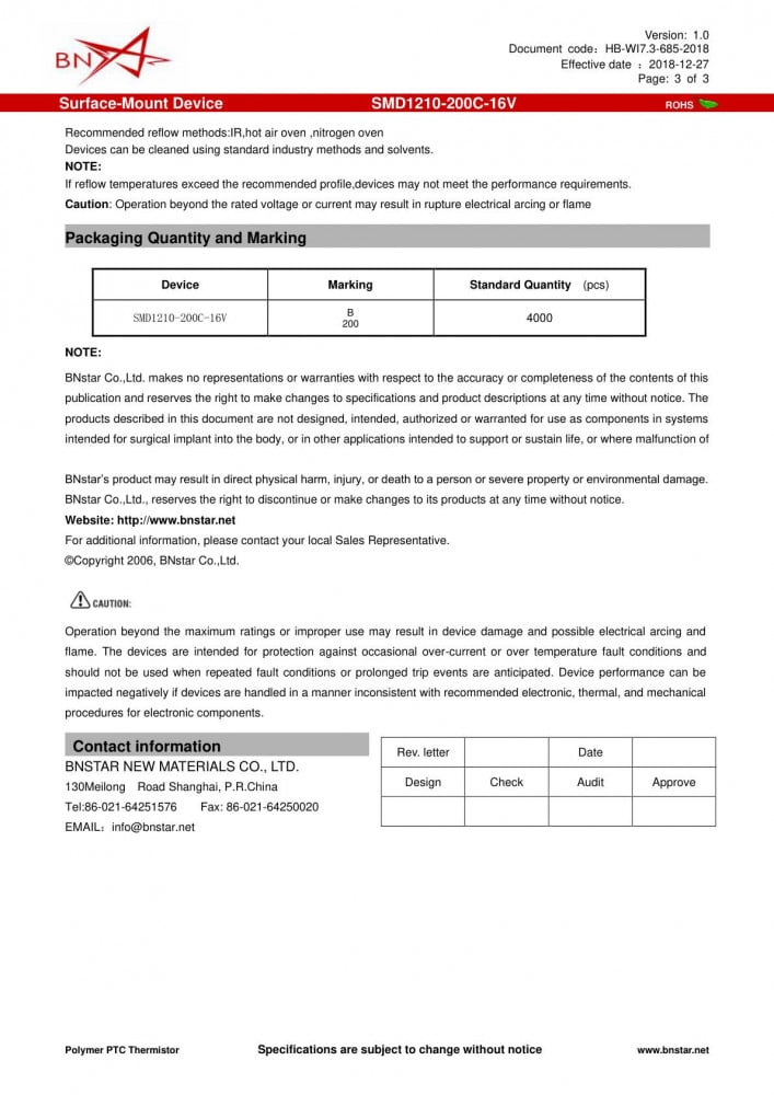 BNstar SMD1210-200C-16V datasheet page 3