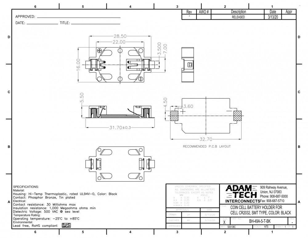 ADAM TECH BH-49A-5-T-BK technical document preview