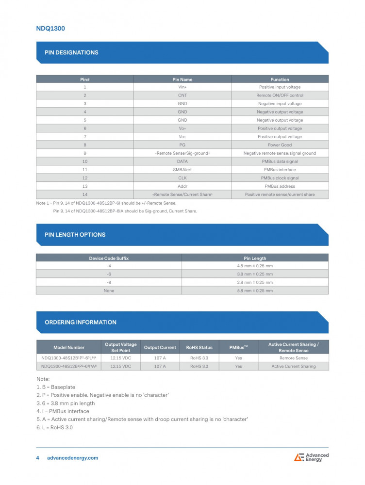 NDQ1300 series technical document page 4