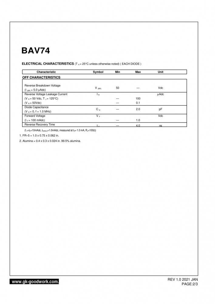 GOODWORK BAV74 datasheet page 2