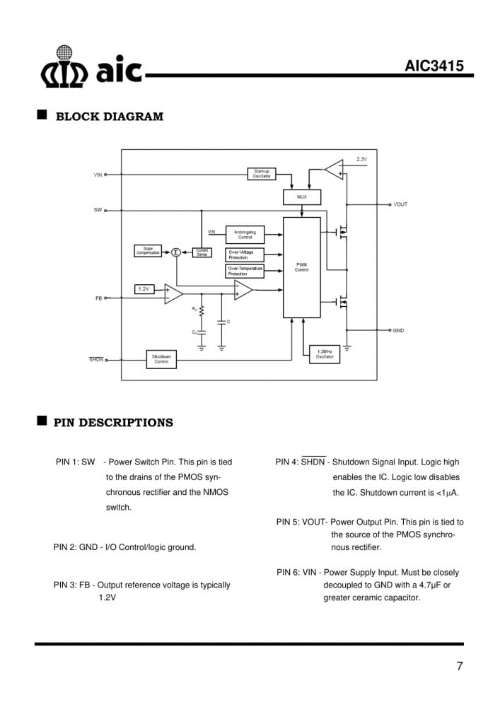 AIC3415 datasheet page 7