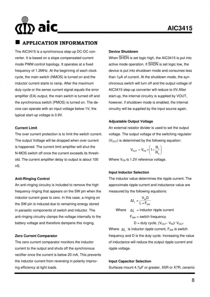 AIC3415 datasheet page 8