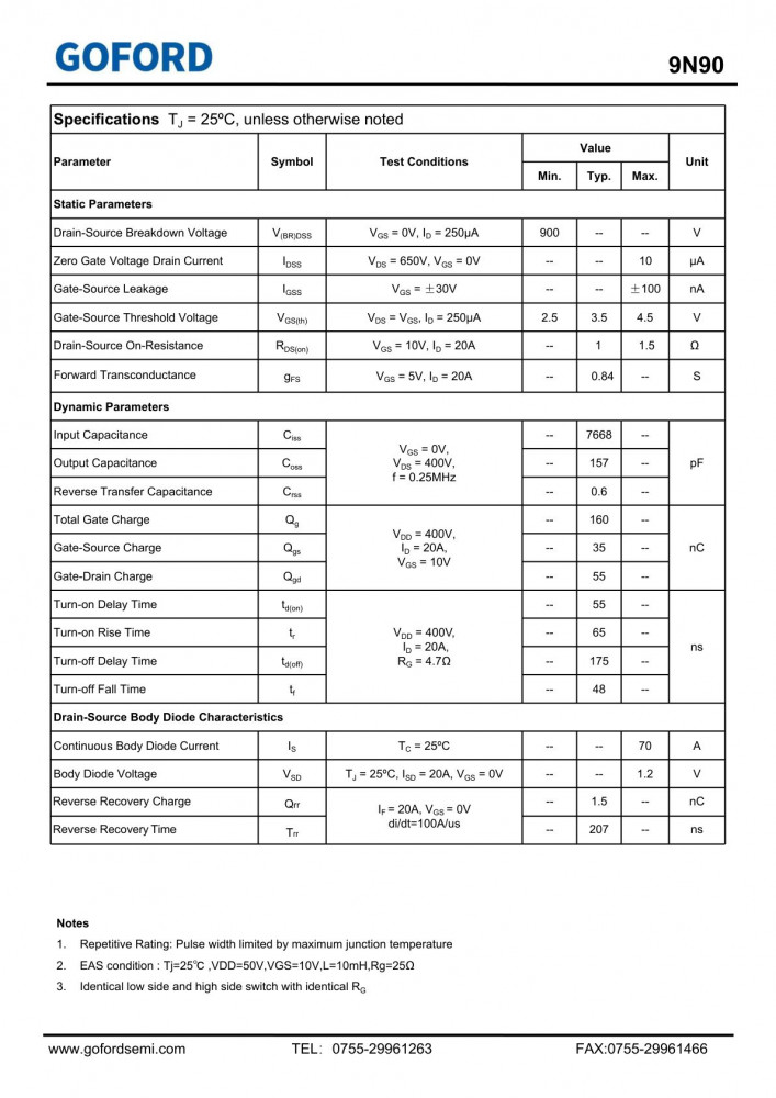 GOFORD 9N90 datasheet page 2