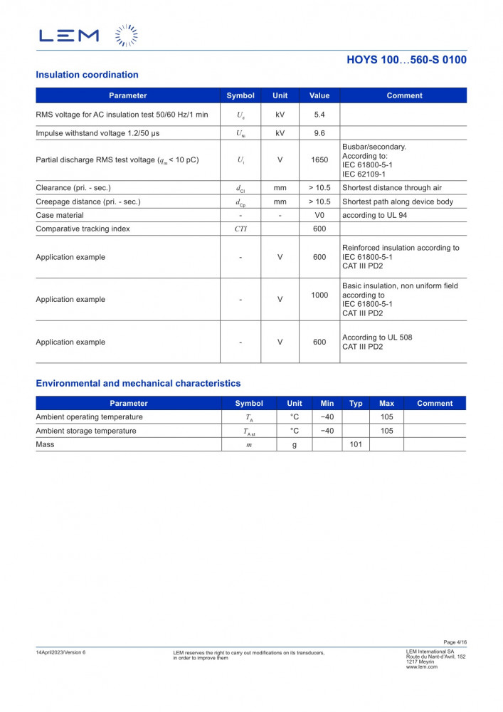 HOYS-S datasheet page 4