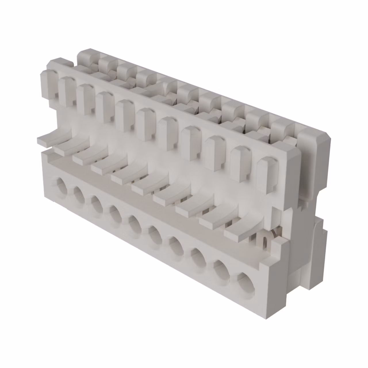 Appli-Mate RAST 2.5 Female Connector, 2.50mm Pitch, 10 Circuits, All Position Keys, Open Endwalls, Polarizing Rib Between Circuits 4 & 5 for sale
