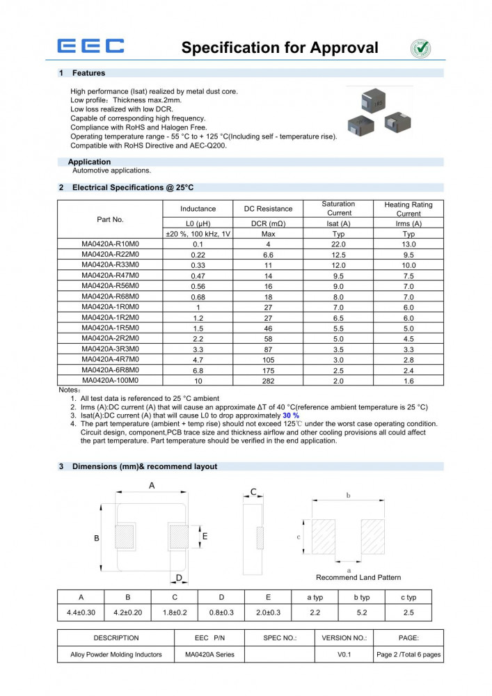 EEC MA0420A specification page 3