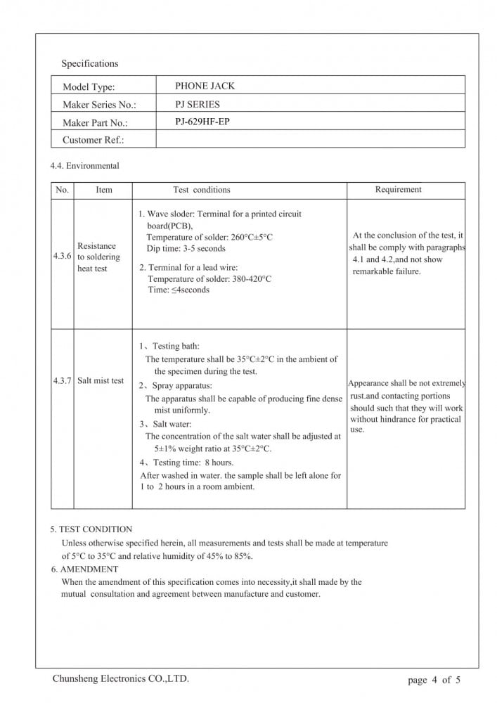 PJ-629HF-EP specification page 5