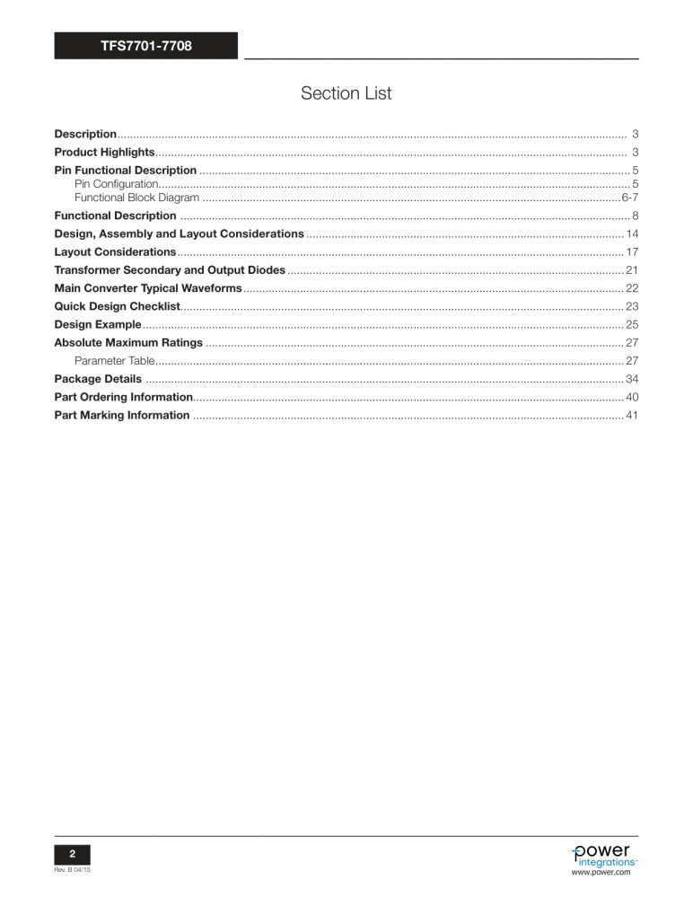 TFS7703H technical document page 2