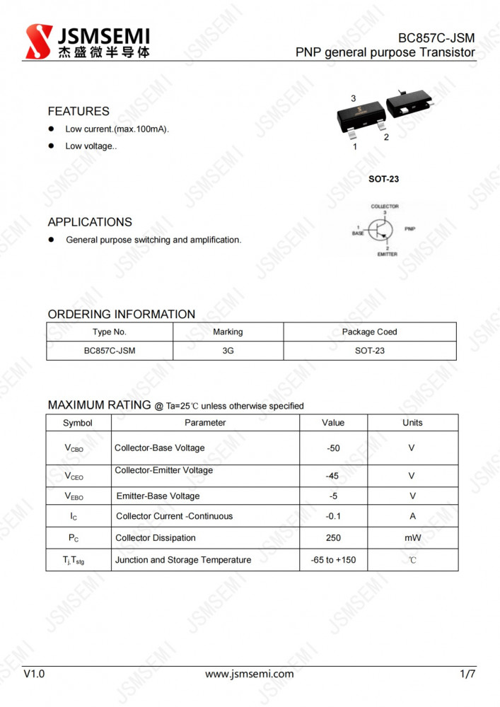 BC857C-JSM datasheet page 1