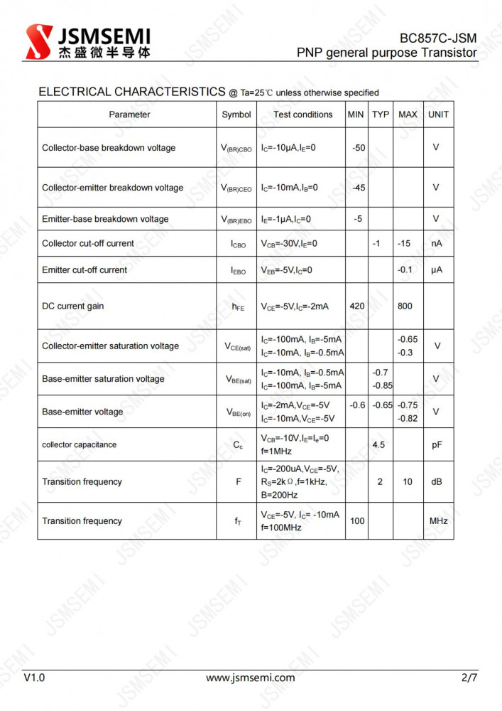 BC857C-JSM datasheet page 2