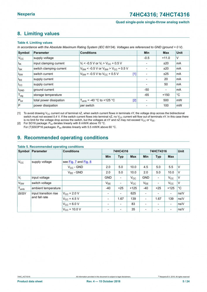 74HC4316 datasheet page 5