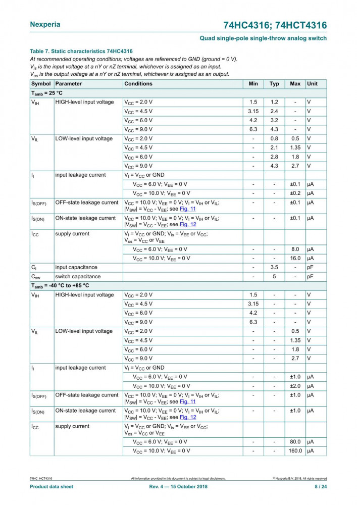 74HC4316 datasheet page 8