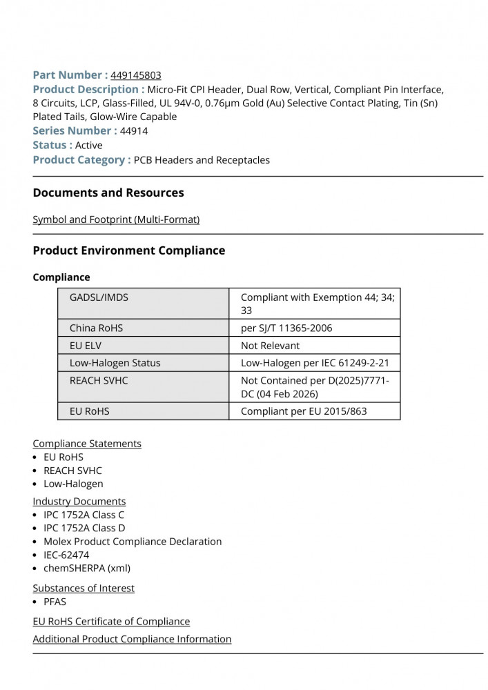 MOLEX 449145803 product document image 1