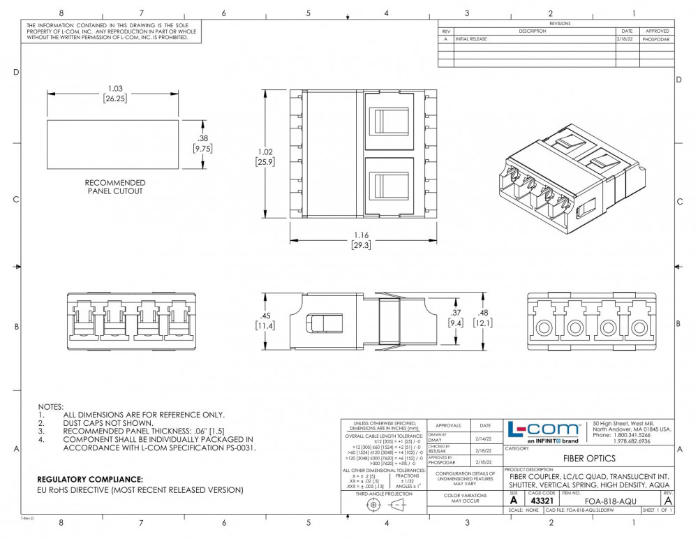 L-com FOA-818-AQU manufacturer drawing preview