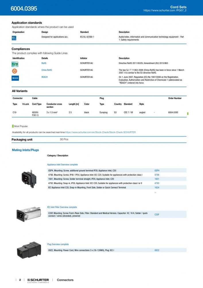 SCHURTER 6004.0395 technical document page 2
