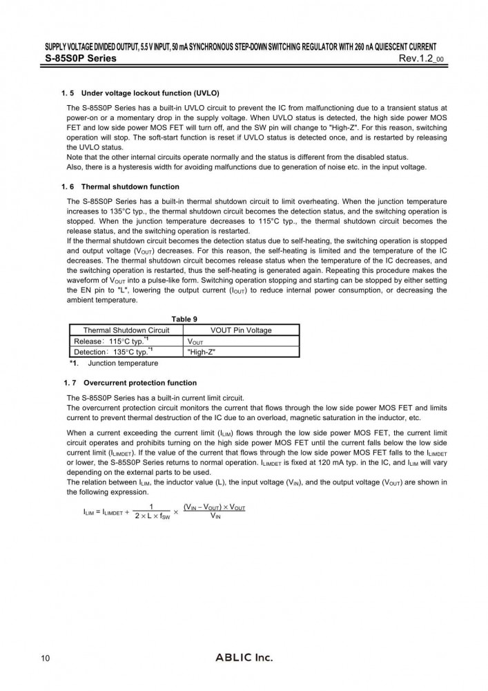 ABLIC S-85S0P datasheet page 10