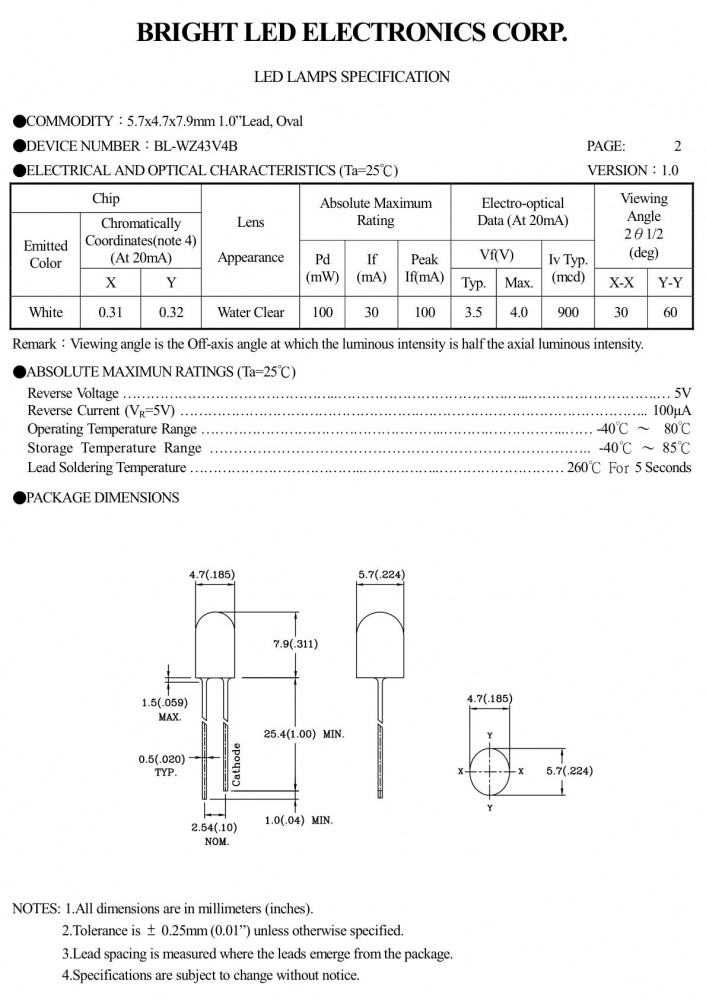 BL-WZ43V4B datasheet page 1