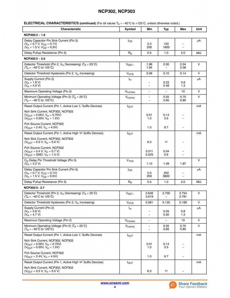 NCP303 datasheet page 4 preview
